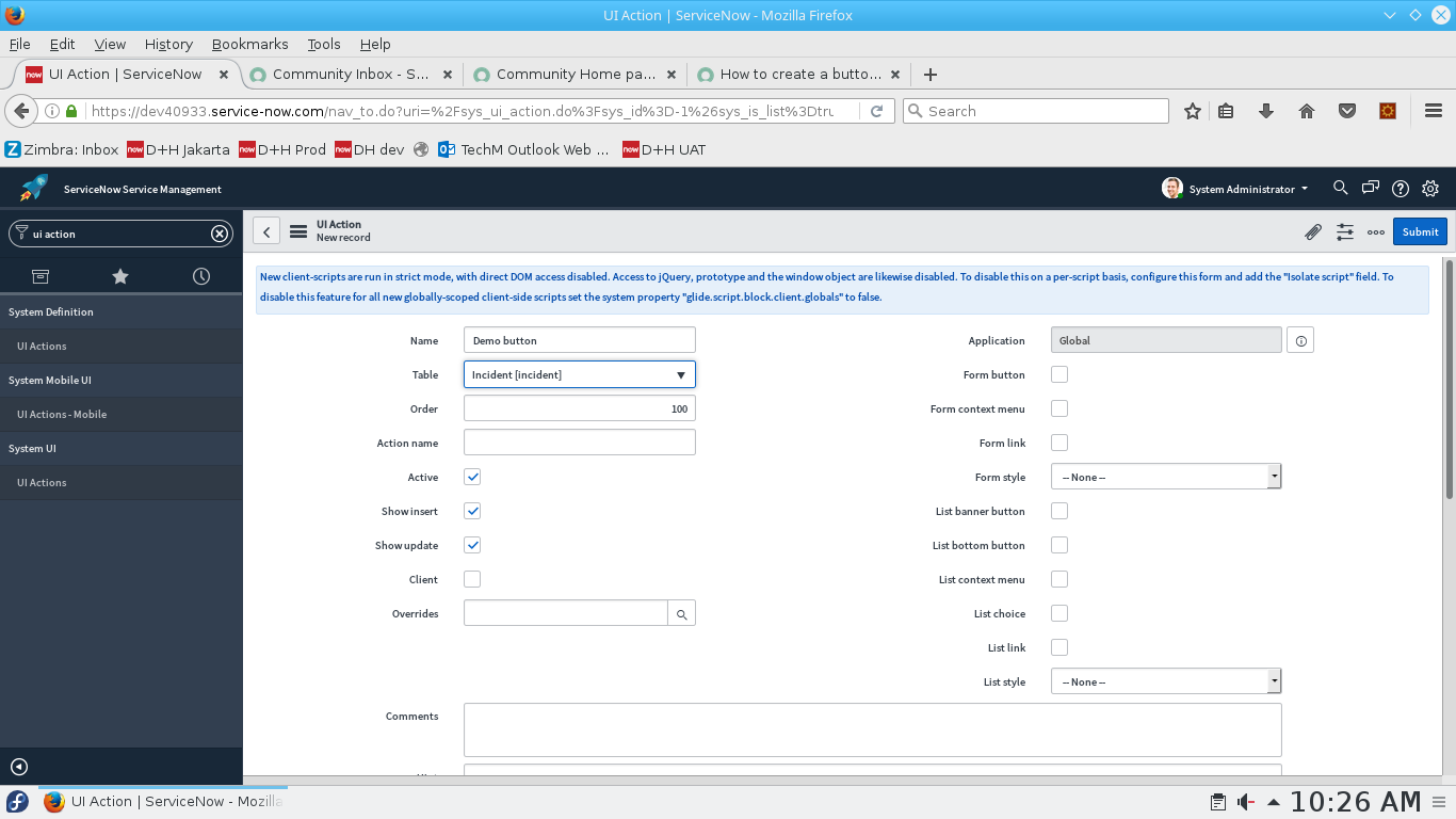 Solved: How to create a button on the Incident form - ServiceNow Community