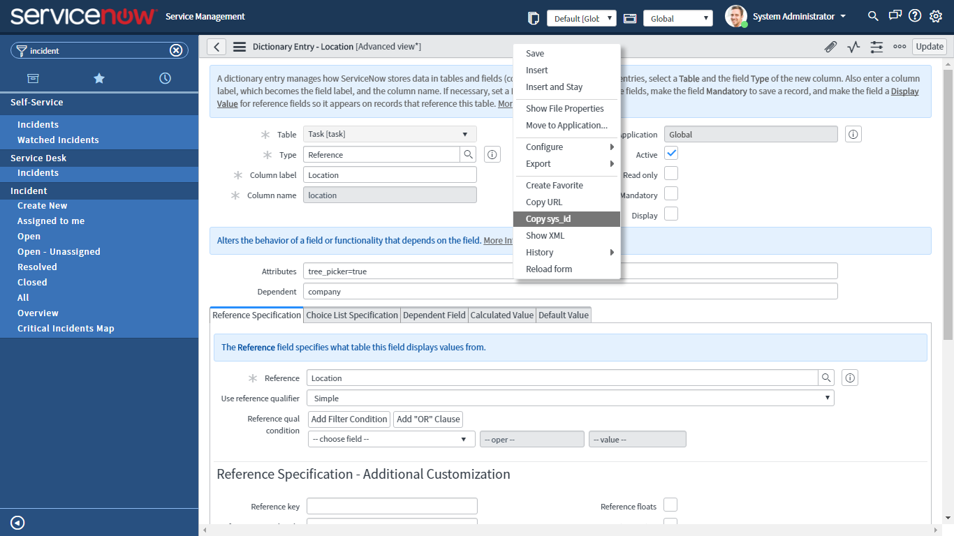 How to get sysid of a field? - ServiceNow Community