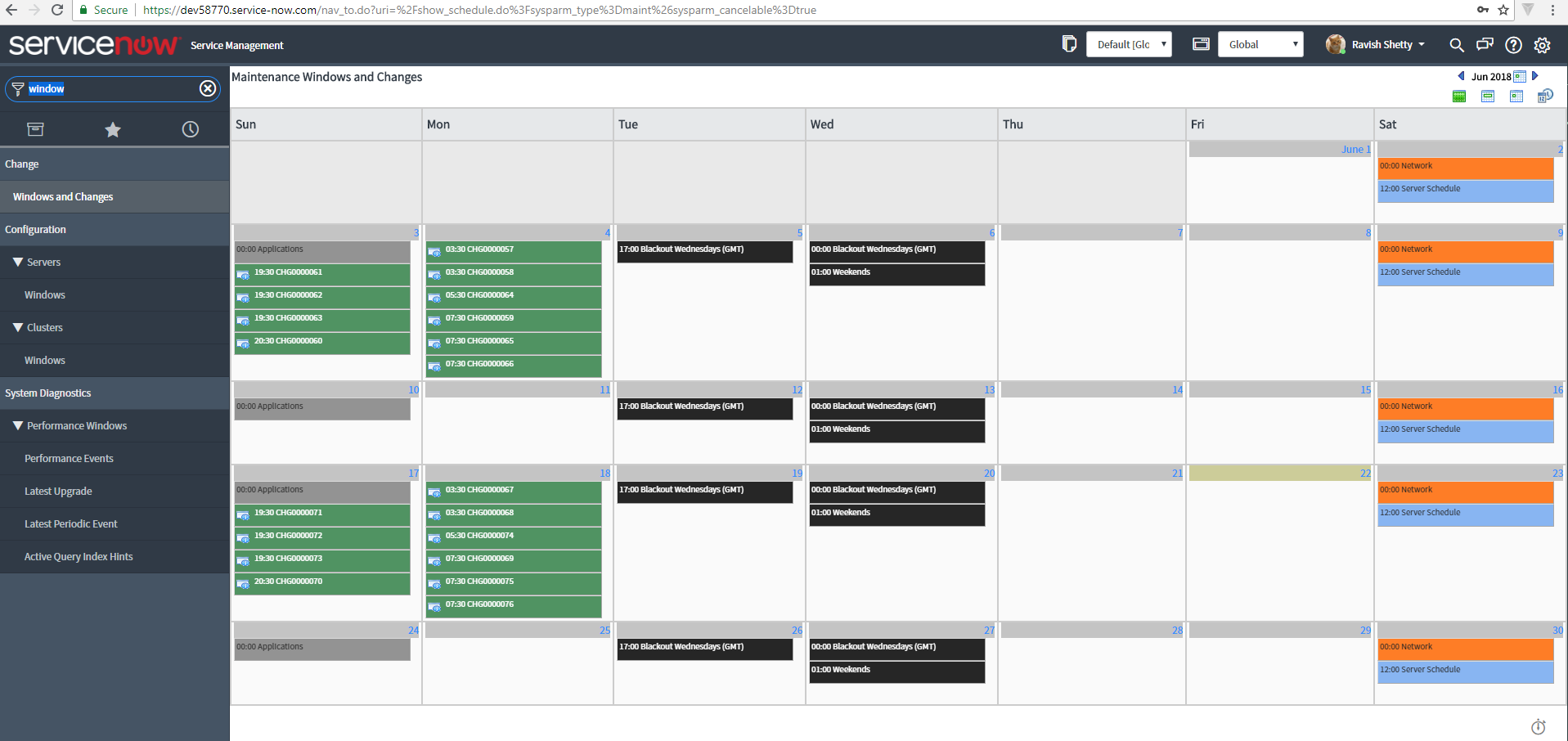gantt chart view of change and maintenance schedul... - ServiceNow ...