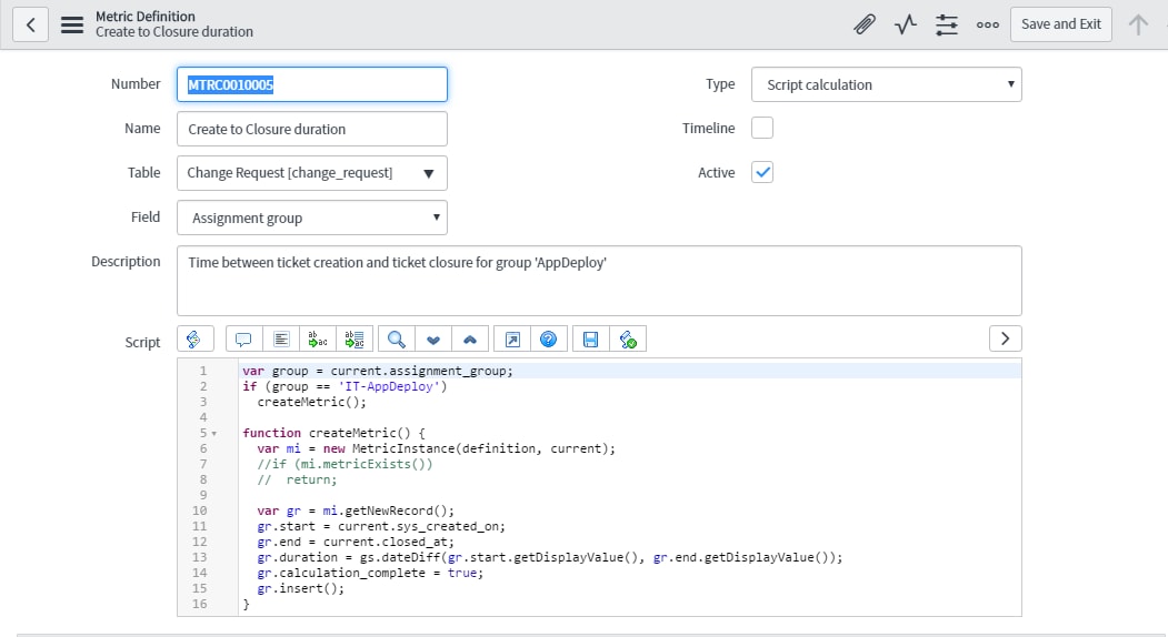 Metrics with script calculation. - ServiceNow Community