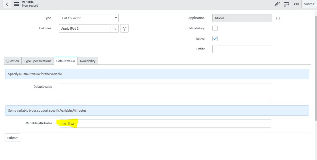 Solved: Hide Filter on List Collector - ServiceNow Community