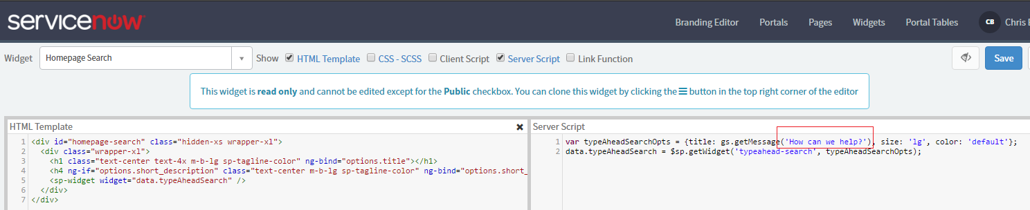 Solved: Service Portal change the searchbox text - ServiceNow Community