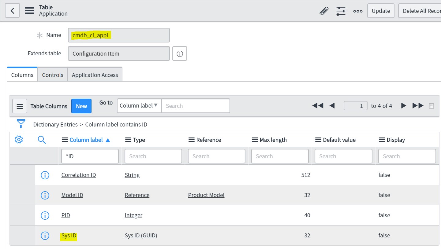 Solved: where to find application id and name from cmdb_ci... - ServiceNow Community