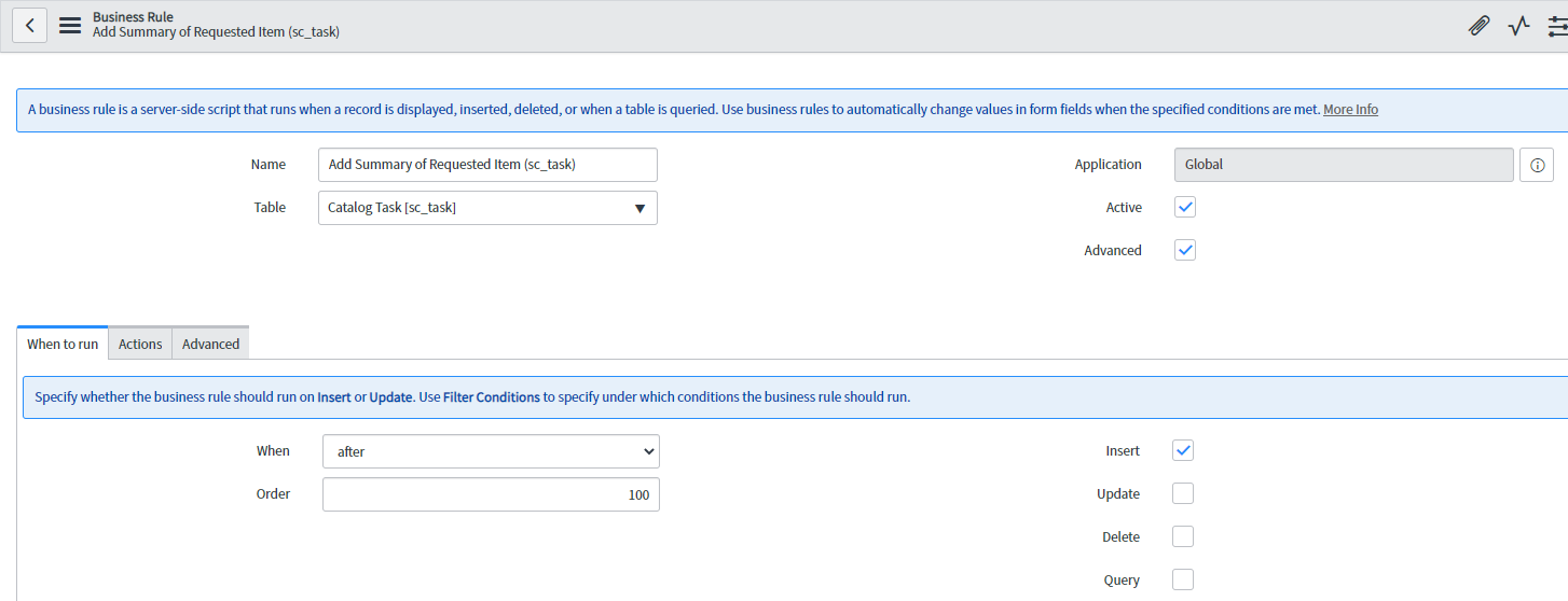 Solved: Help with 'Summary of Requested Item' Script in RI... - ServiceNow Community