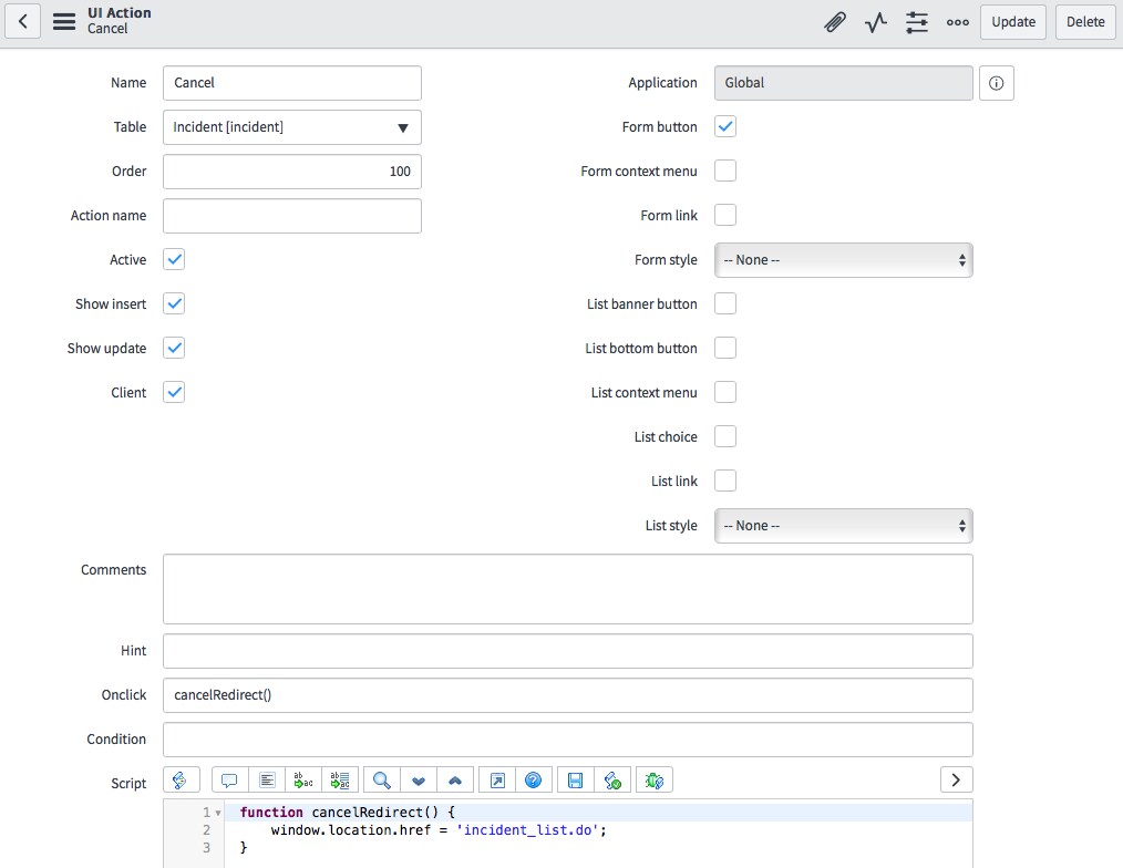 Solved: cancel ui action - ServiceNow Community