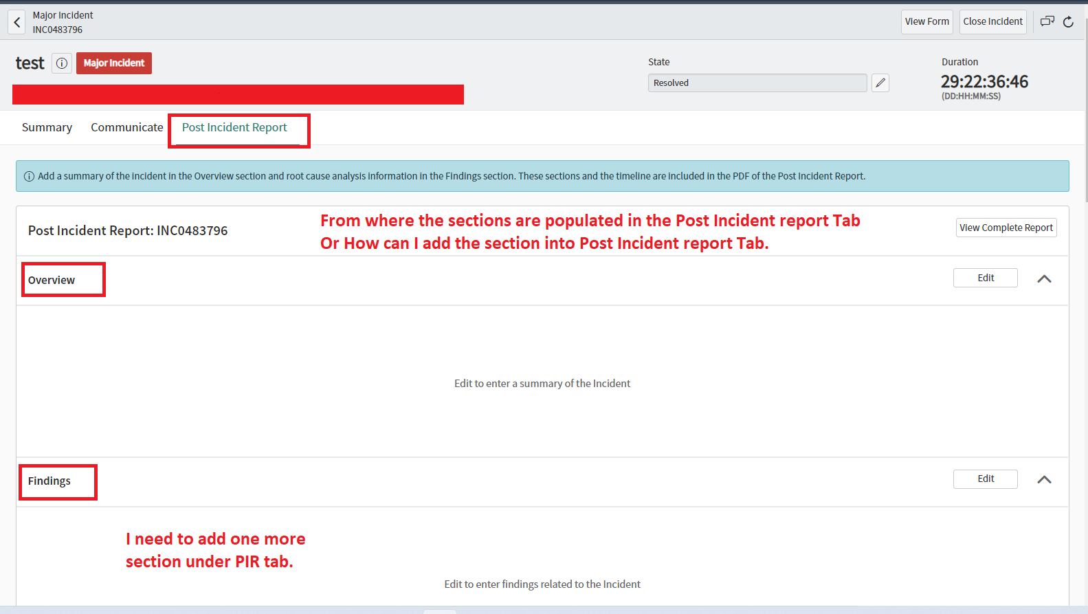 How to add or edit PIR tab under Major Incident wo... - ServiceNow ...