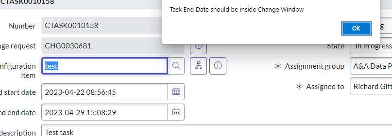 Solved: Copy change request planned start date and end dat... - ServiceNow Community