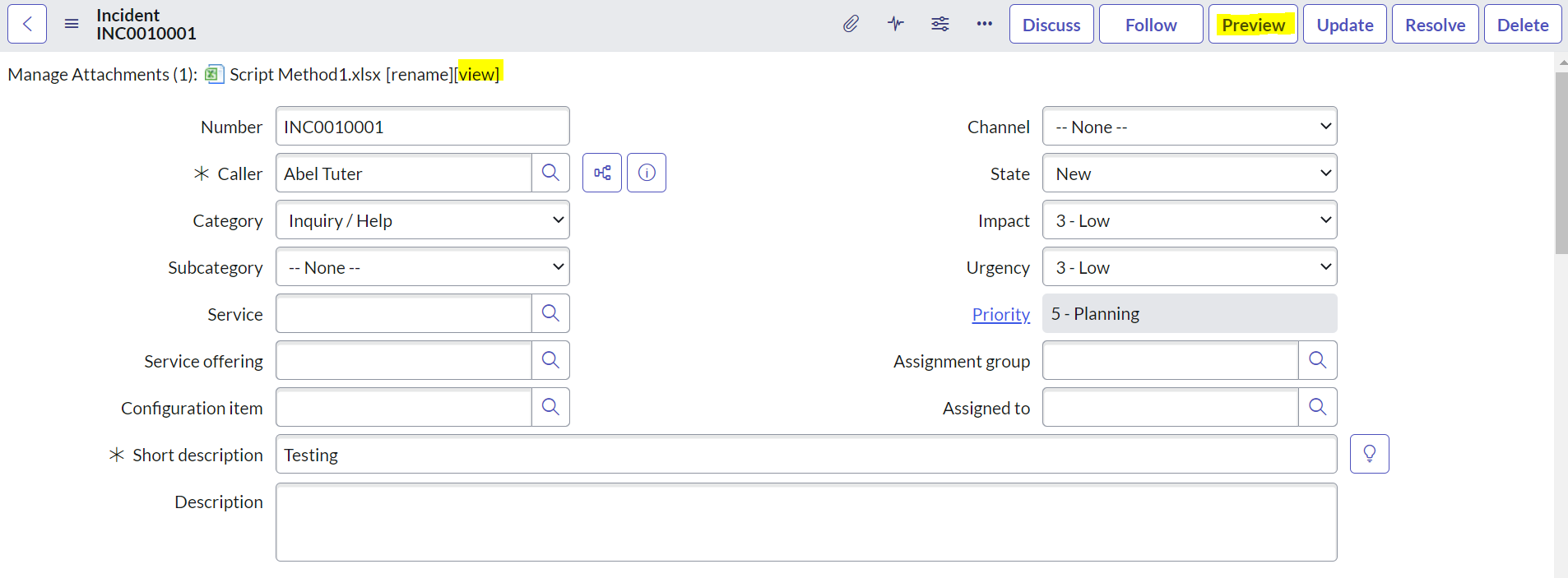 How to write a script for preview in UI Action? - ServiceNow Community