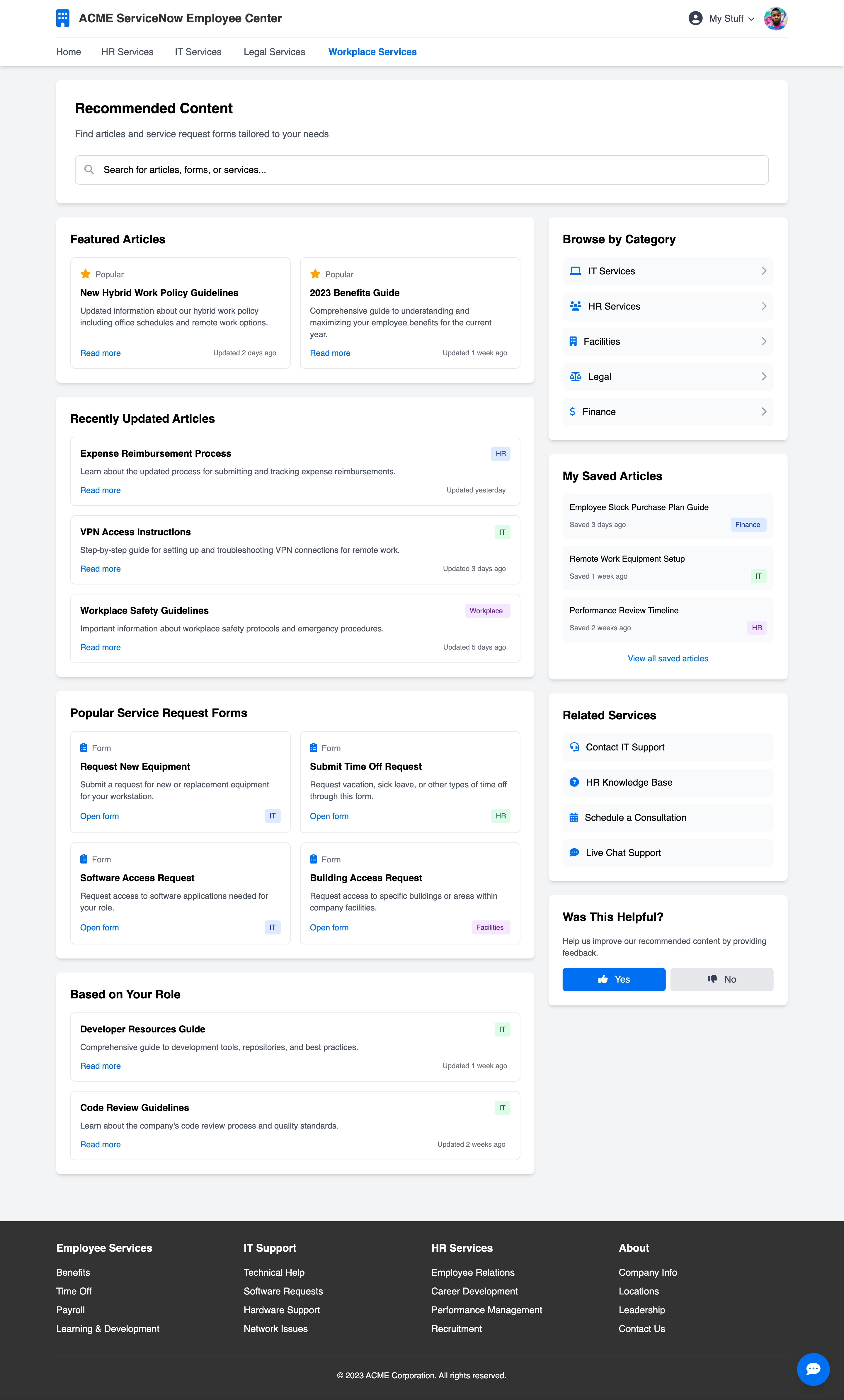Employee Center Implementation - Wireframes - ServiceNow Community