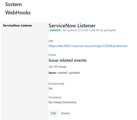 Jira Integration with ServiceNow using Webhook - ServiceNow Community