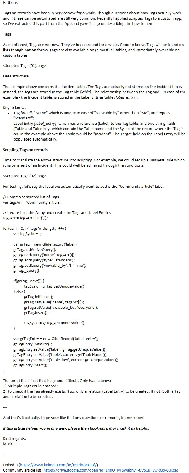 Scripted Tags - ServiceNow Community