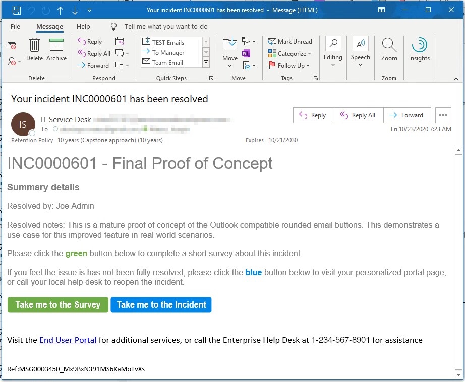 Email Challenge: Creating Outlook Rounded Buttons - ServiceNow Community