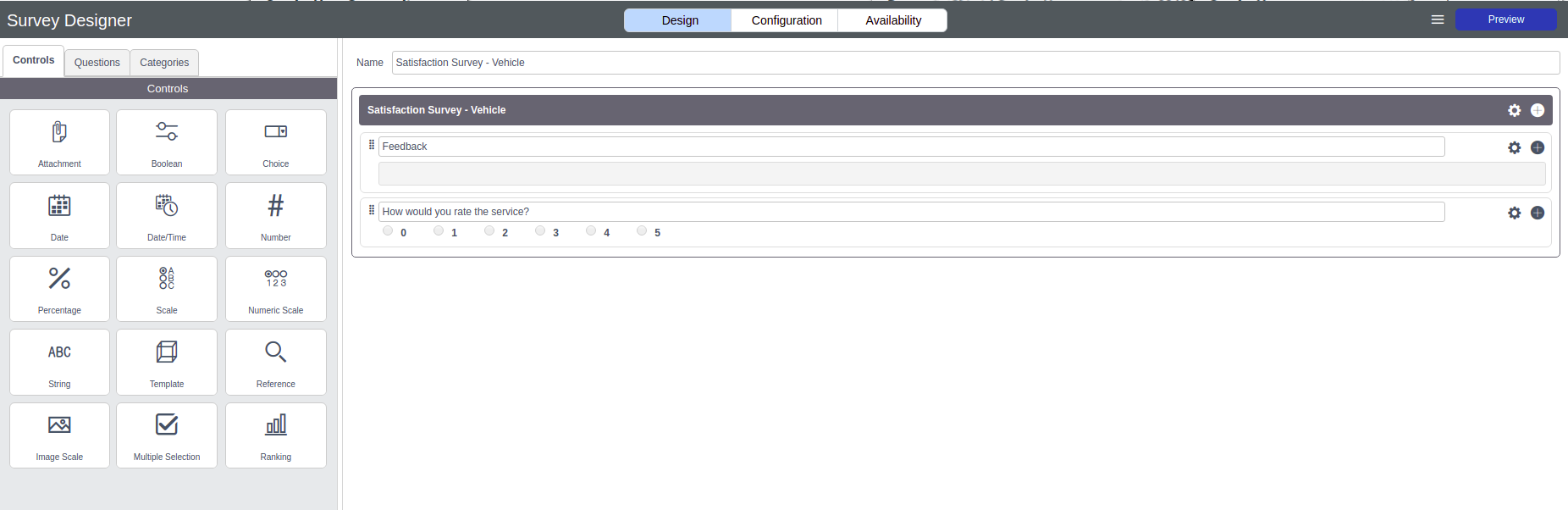 Create a Simple Survey for a Service (Survey Desig... - ServiceNow ...