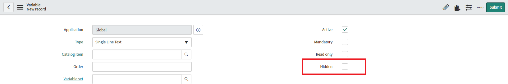 New "Hide" variable field (onLoad) - ServiceNow Community