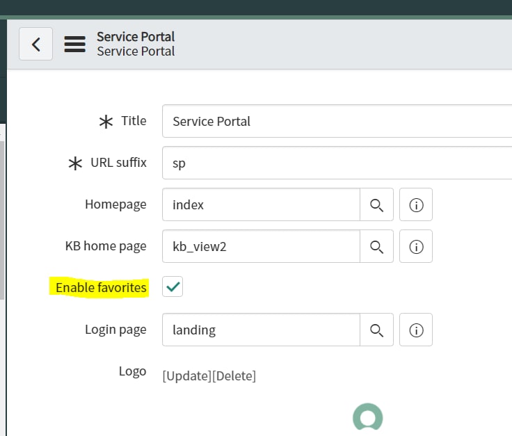 Enable Favourites for KB articles and Catalog Item... - ServiceNow ...