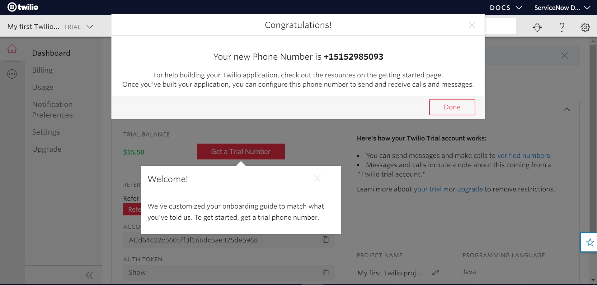 Setting up Twilio - How to read the Docs - Twilio ... - ServiceNow Community