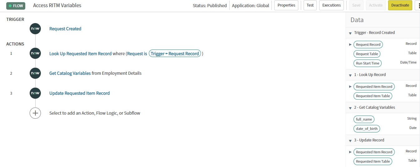 Access RITM Variables using Flow Designer - ServiceNow Community