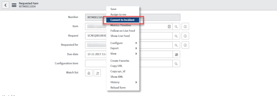 Convert an RITM to an Incident - ServiceNow Community