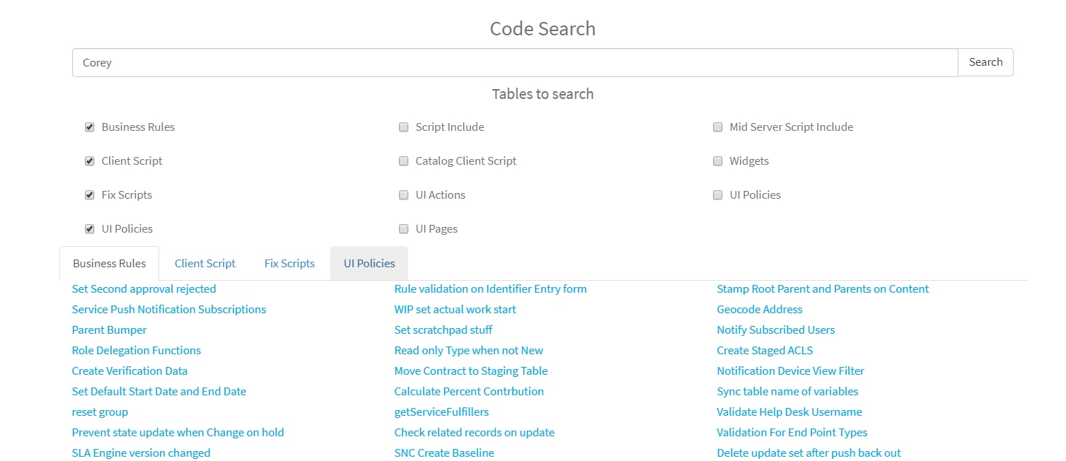 Code search tool - ServiceNow Community
