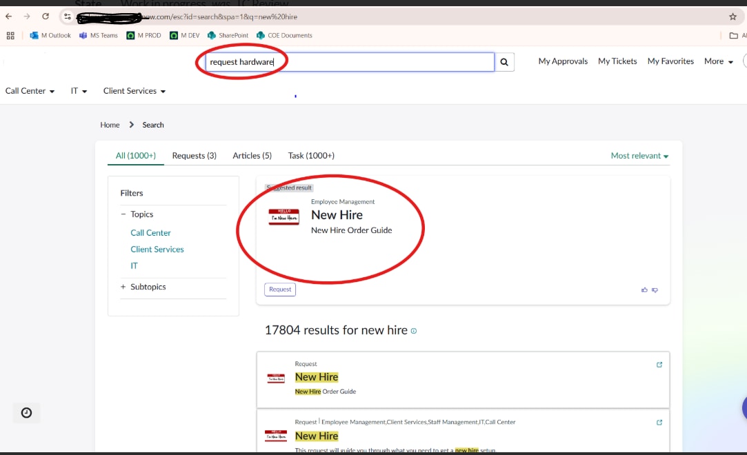 Solved: The Top search bar on esc portal search result pag ...