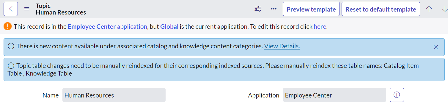 Solved: Topic table changes need to be manually reindexed - ServiceNow ...