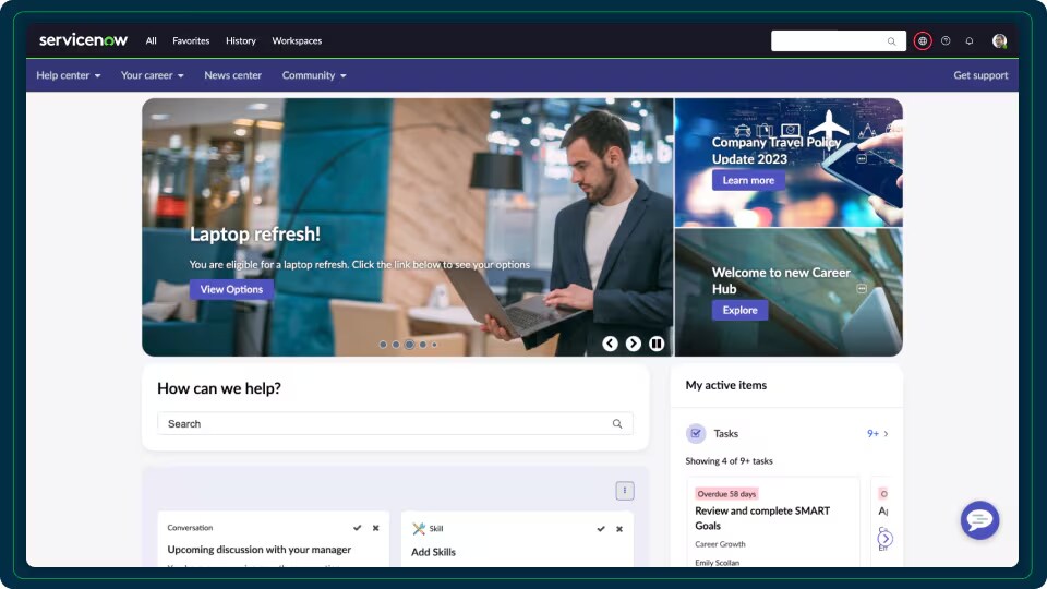 Employee Center Prop header layout - ServiceNow Community