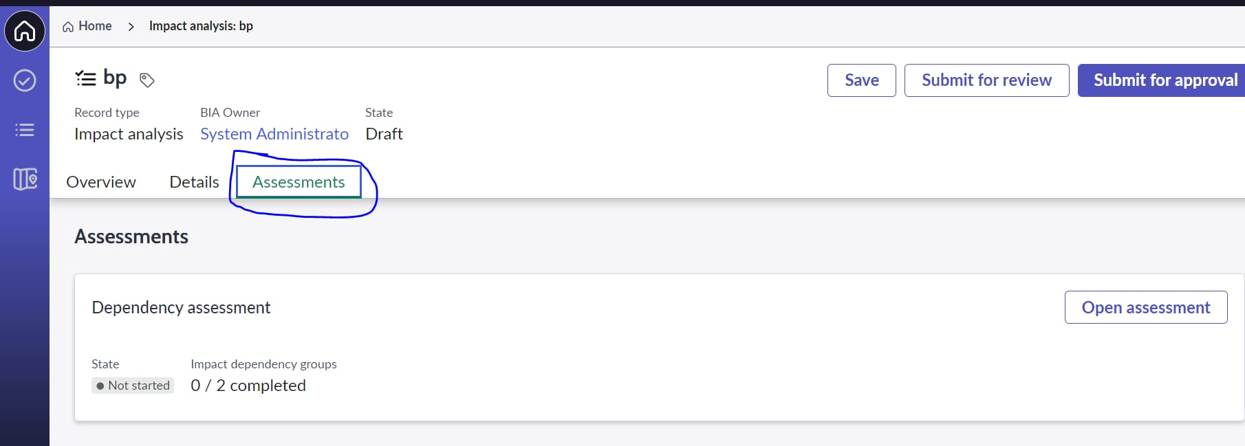 ServiceNow BCM Workspace Hide assessment Tab in BI... - ServiceNow ...