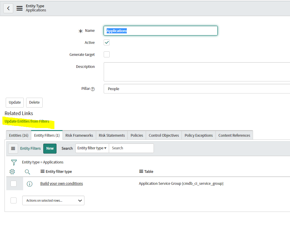 Solved: Entity type and entity filters - ServiceNow Community