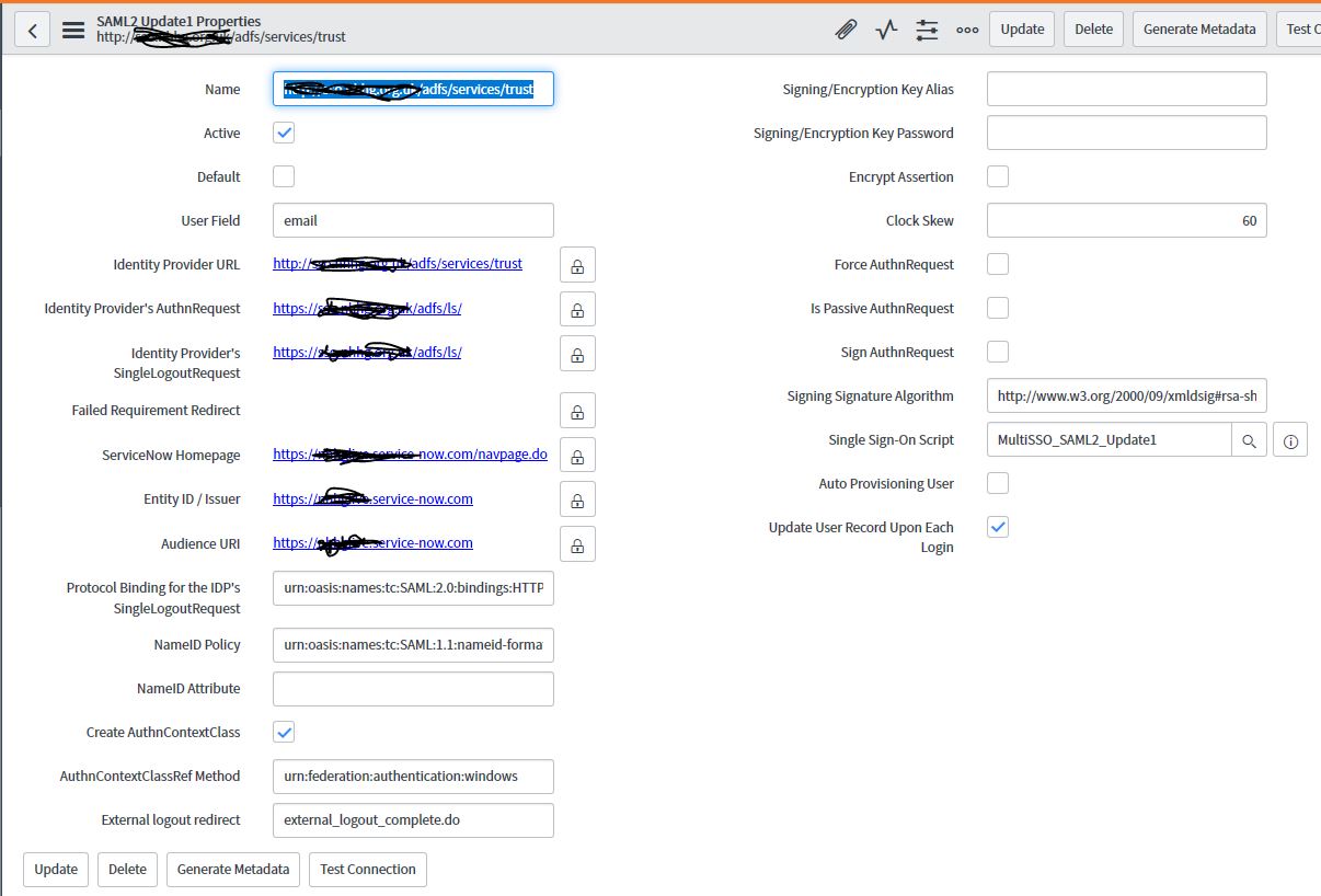 SSO and ADFS - ServiceNow Community