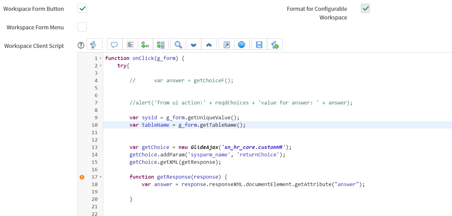 GlideAjax call on Workspace Client script - ServiceNow Community