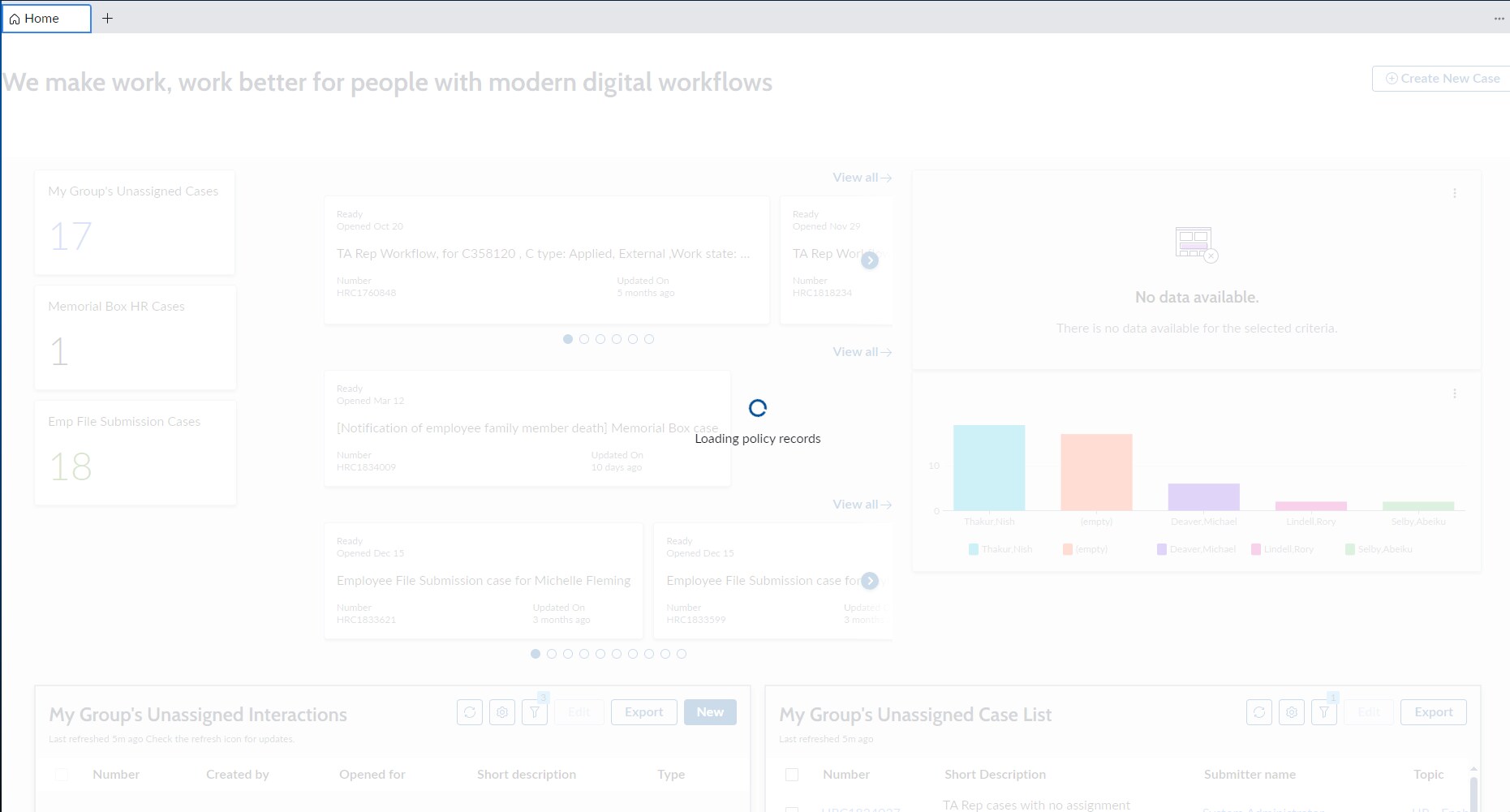 HR Agent Workspace 'Loading Policy Records' Overla... - ServiceNow ...