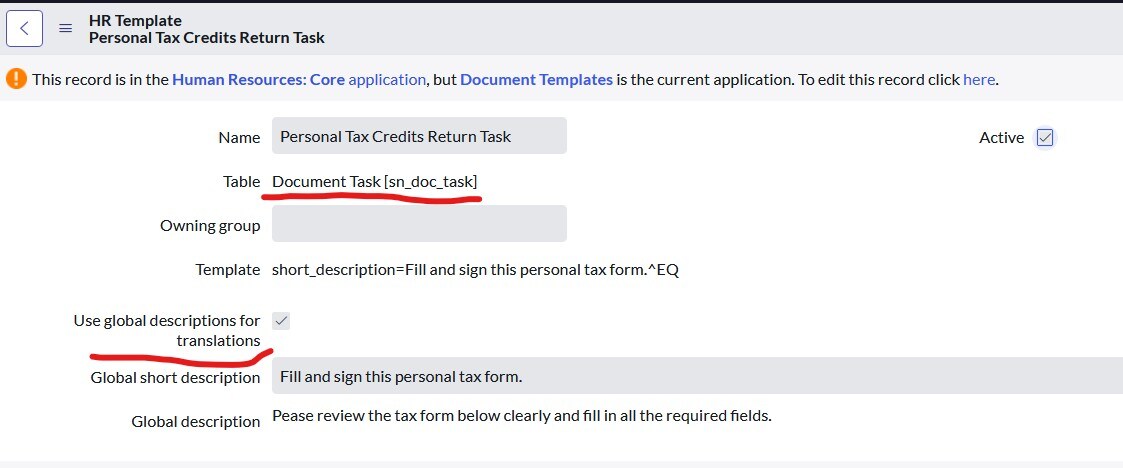 Translate description of document task with 'Use g... - ServiceNow ...