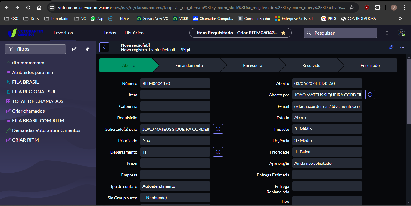 How to create RITM from inside Service Now - ServiceNow Community
