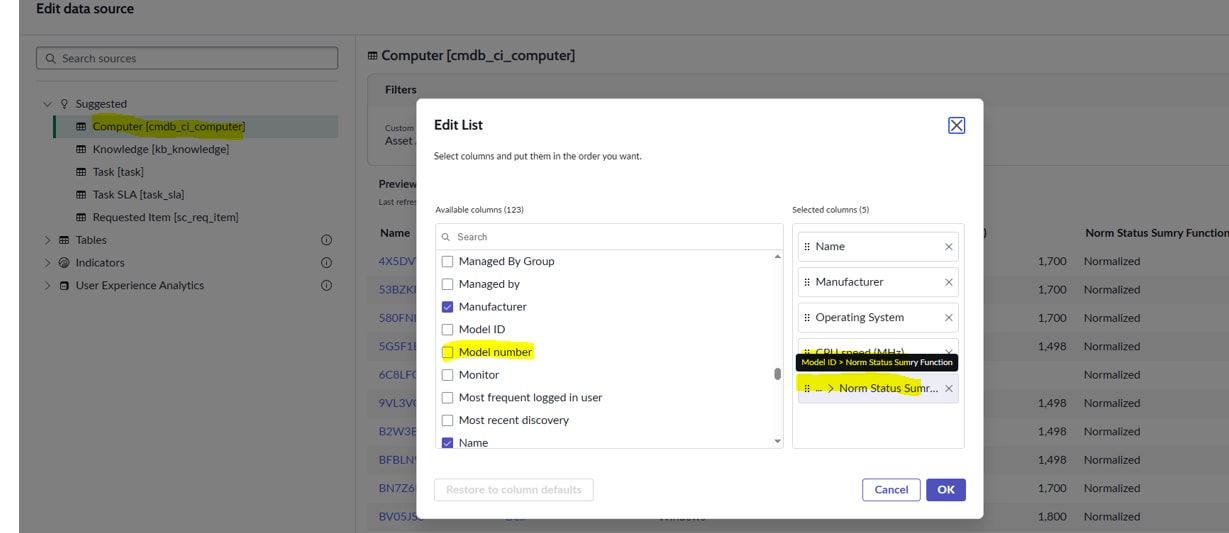 Service Operations Workspace - Edit Columns drill-... - ServiceNow ...
