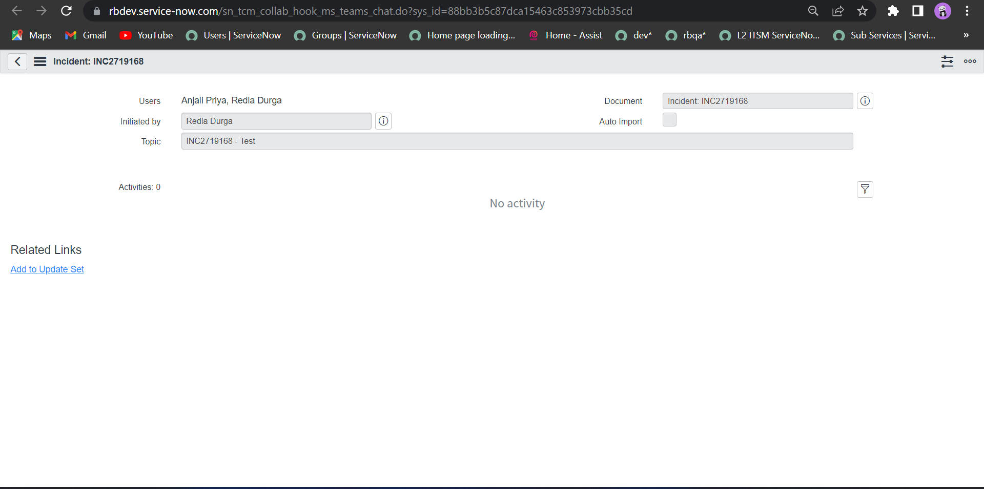 Start Microsoft teams chat on incident form - ServiceNow Community