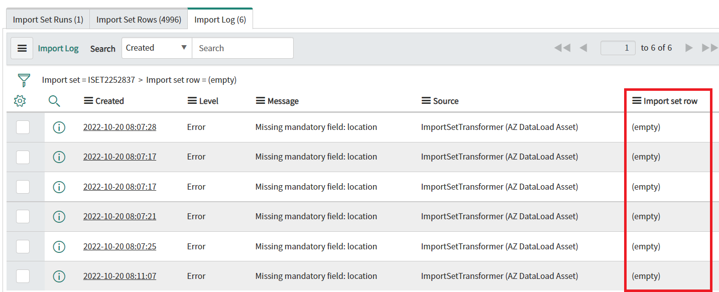 Import set -> Import set row (empty) - ServiceNow Community