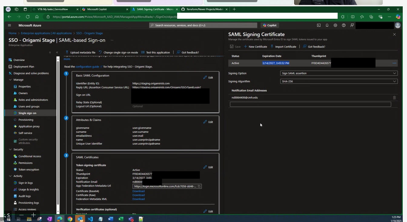 Certificate Management - Azure SAML Certificates (... - ServiceNow ...
