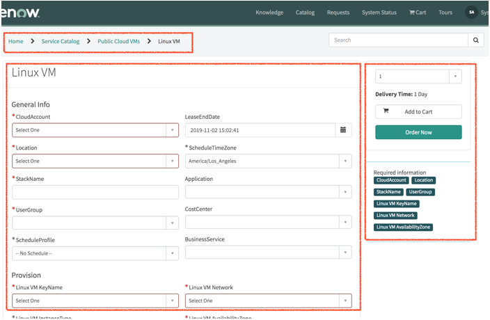 Using Cloud Catalog Items in Standard Service Port... - ServiceNow ...