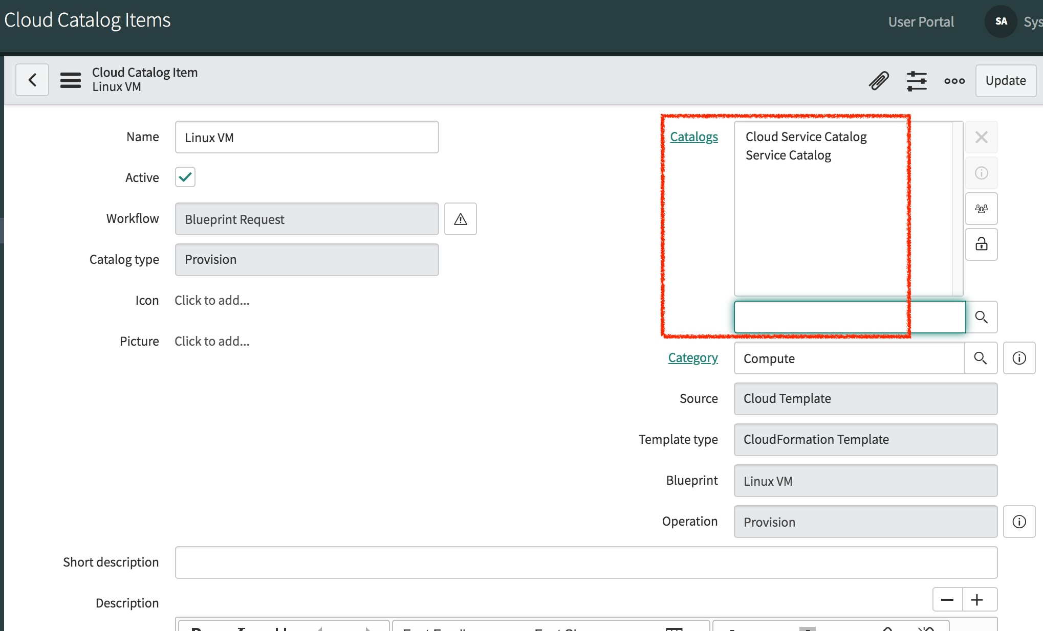 Using Cloud Catalog Items in Standard Service Port... - ServiceNow ...