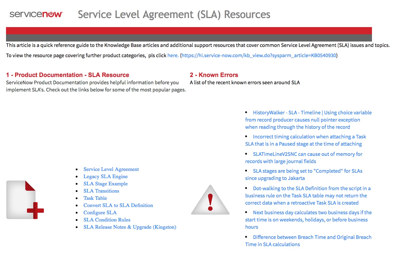 The New Service Level Agreement (SLA) Landing Page... - ServiceNow ...