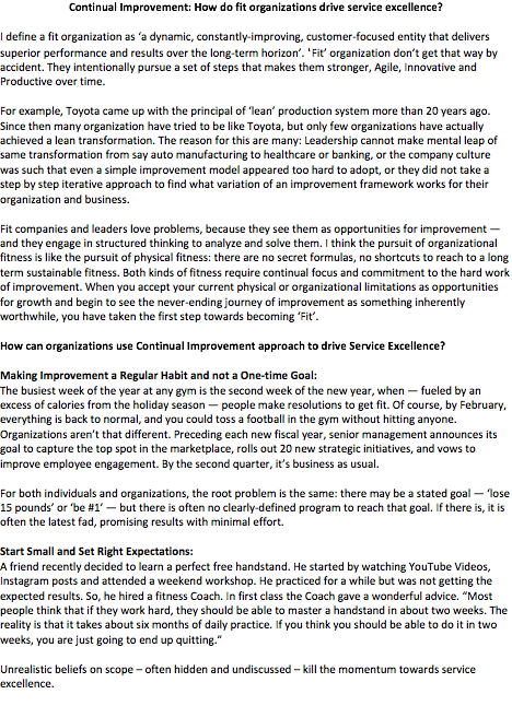 Continual Improvement: How do fit organizations dr... - ServiceNow ...