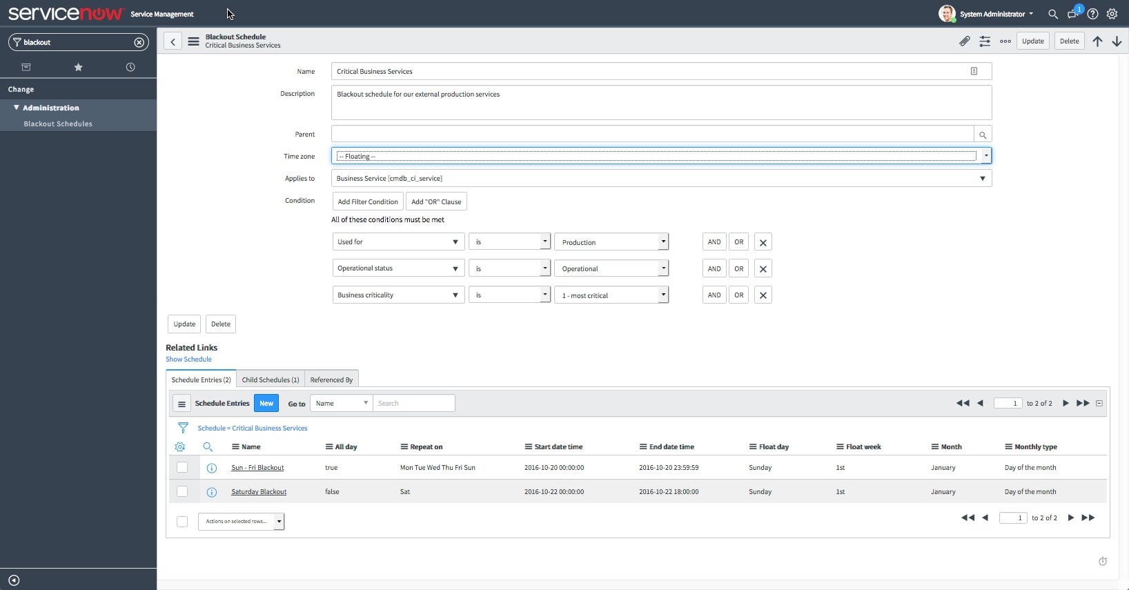 Blackout & Maintenance Schedules in a nutshell - ServiceNow Community
