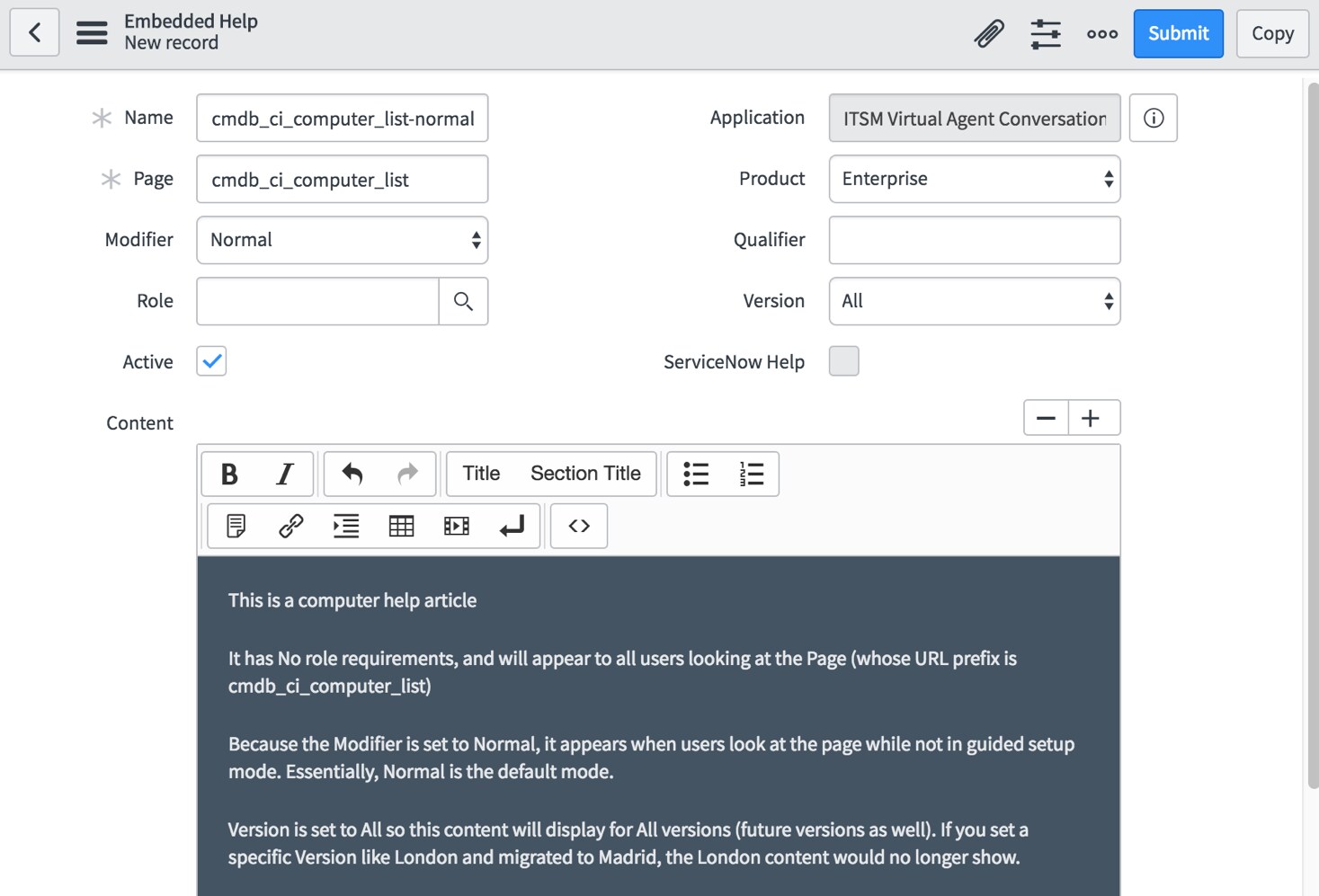 Using Embedded Help to Provide Contextual User Inf... - ServiceNow ...