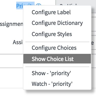 Solved: Priority choice labels - ServiceNow Community