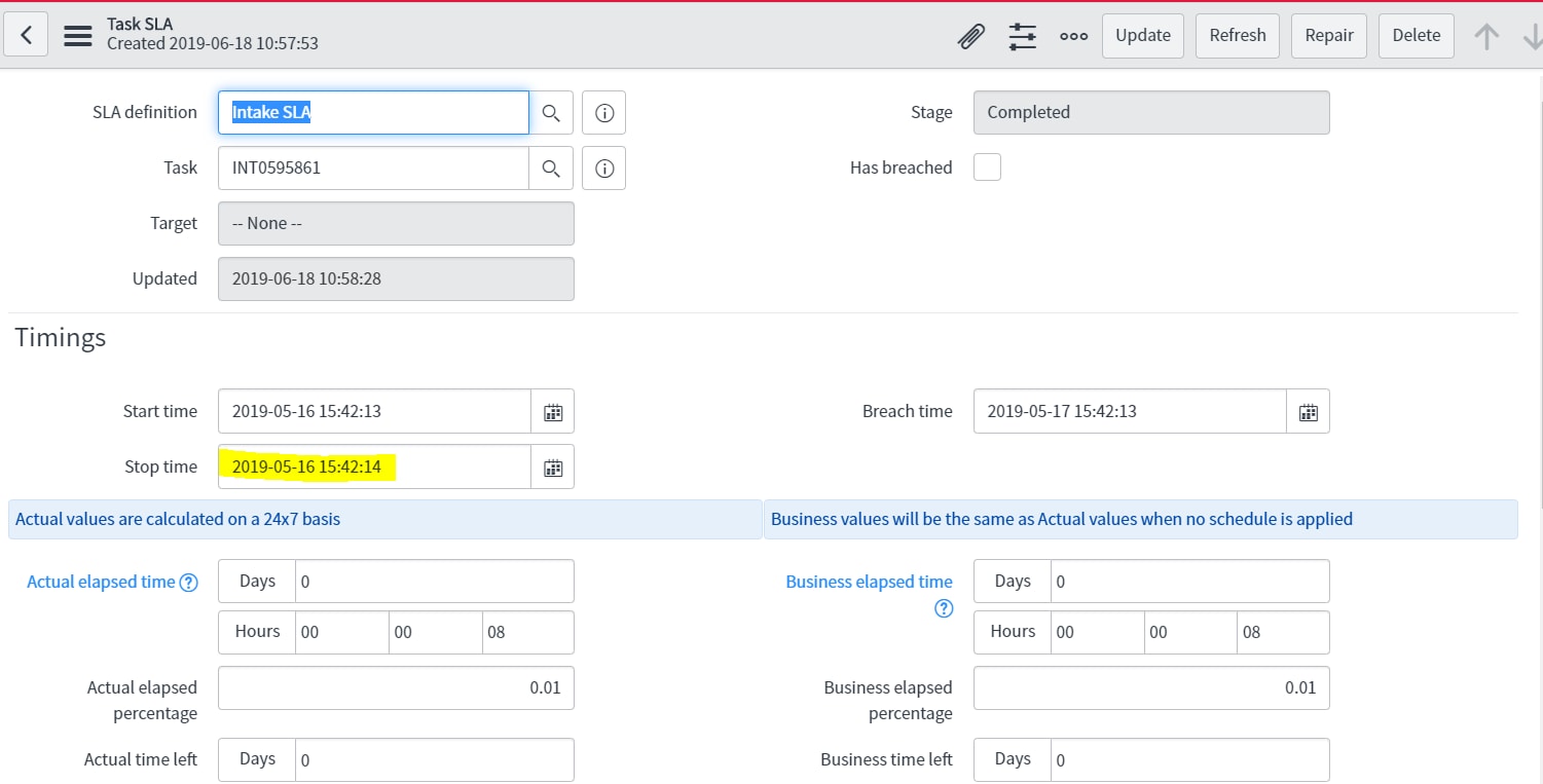 Changing the SLA Stop Time of a ticket - ServiceNow Community