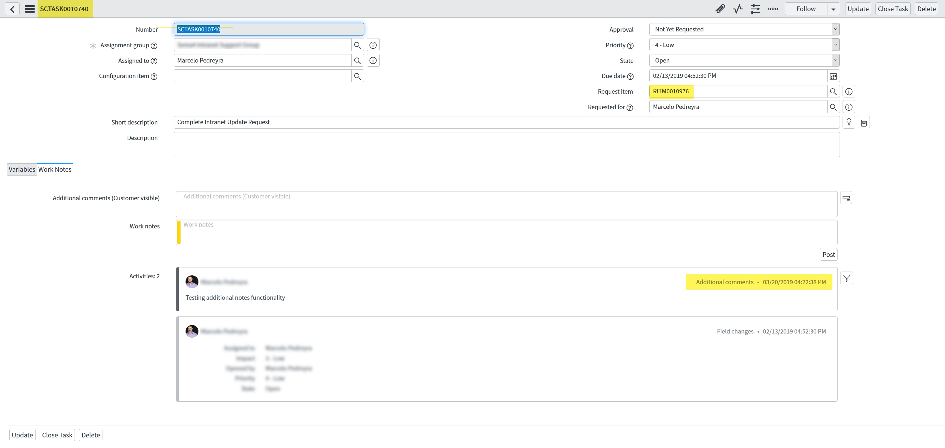 Solved: sc_task Additional Comments - ServiceNow Community
