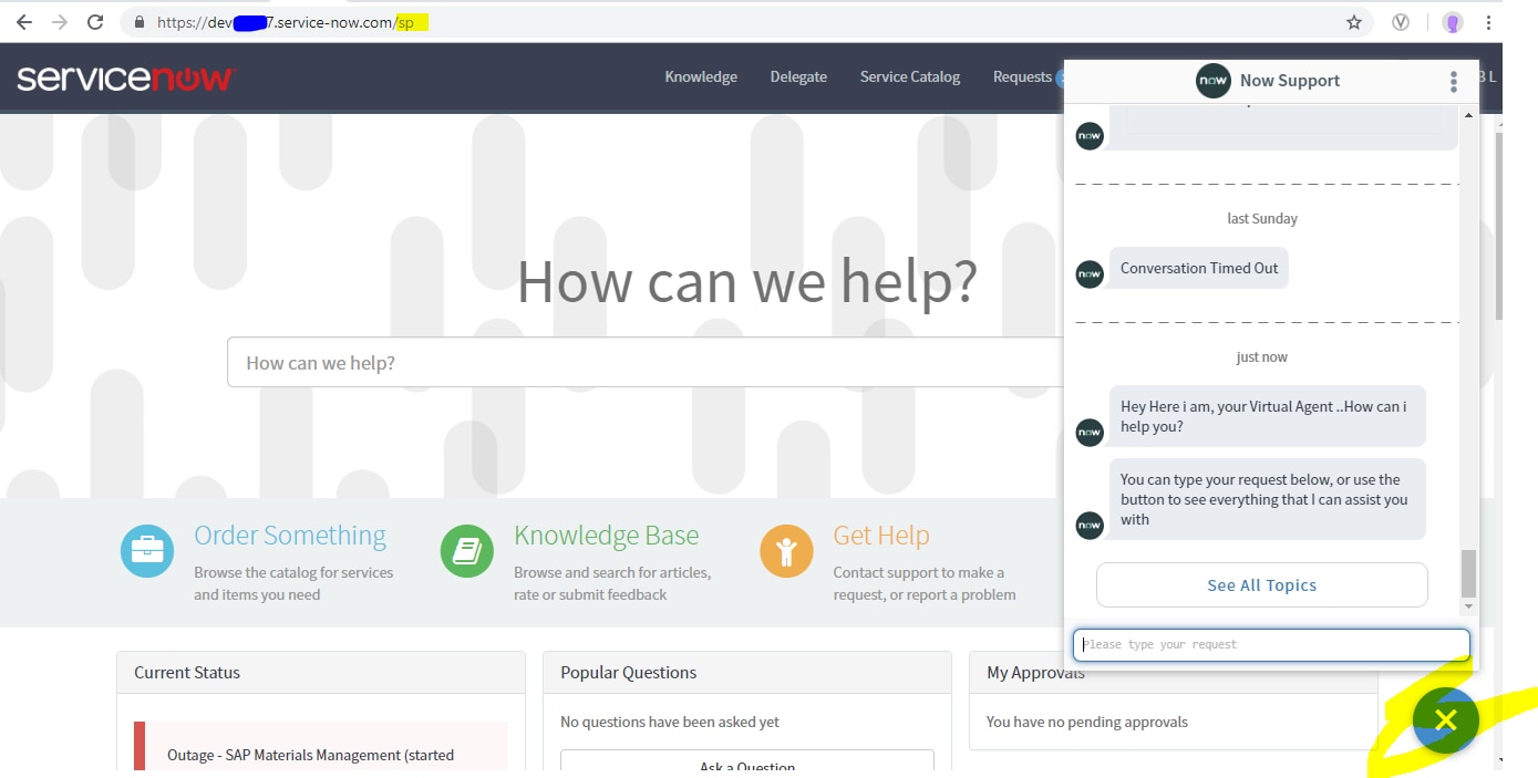 Virtual Agent - active pop-up - ServiceNow Community