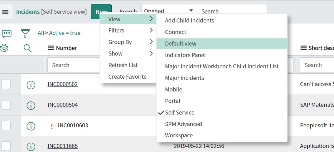 Solved: Switch View back to Default from Self Service - ServiceNow ...
