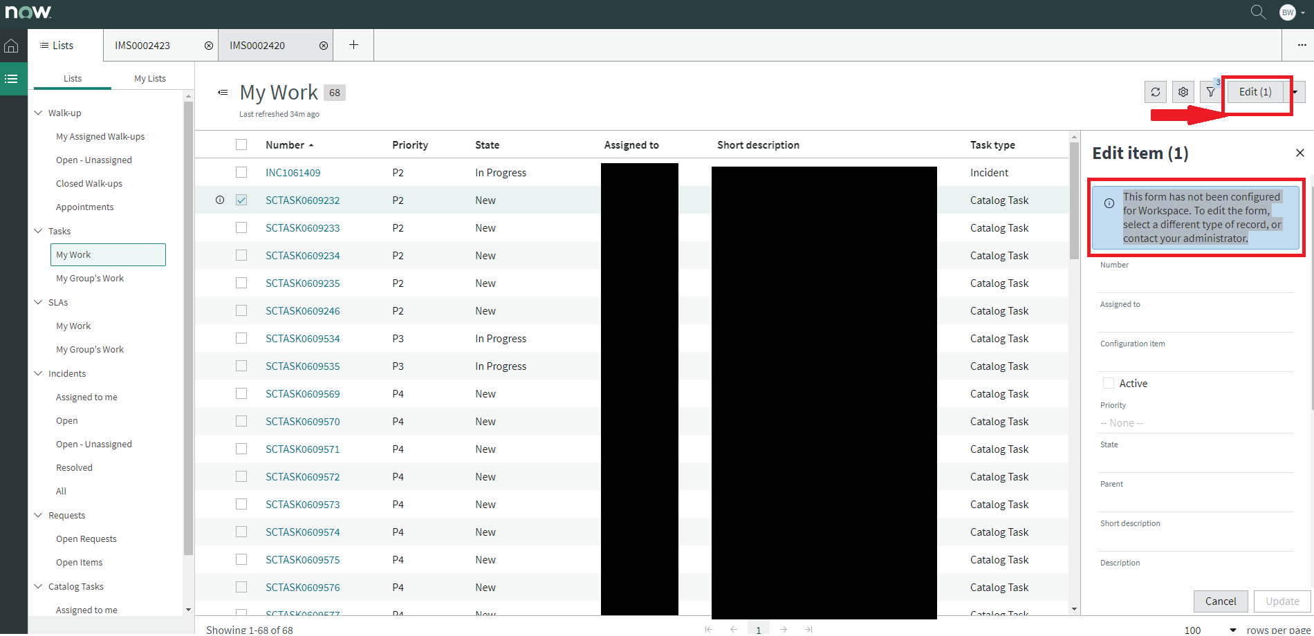 Solved: This form has not been configured for Workspace. T ...