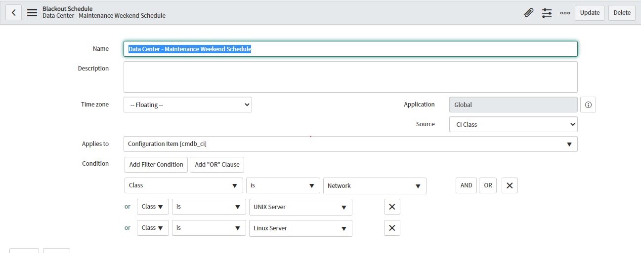 Configure Maintenance and Black out Schedule - ServiceNow Community